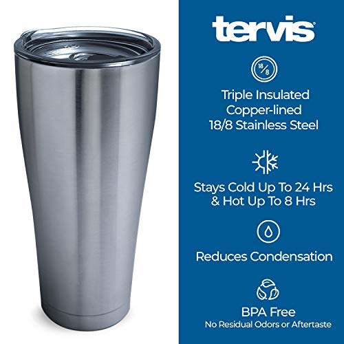 Tervis 1346659 Etta Vee - Pretty Pink Stainless Steel Insulated Tumbler with Clear and Black Hammer Lid, 30oz, Silver