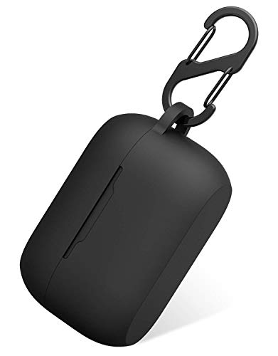 Aotao Silicone Case for Jabra Elite 75t & Jabra Elite Active 75t, Soft and Flexible, Scratch/Shock Resistant Cover with Carabiner for Jabra 75t Earbuds (Elite 75t, Black)