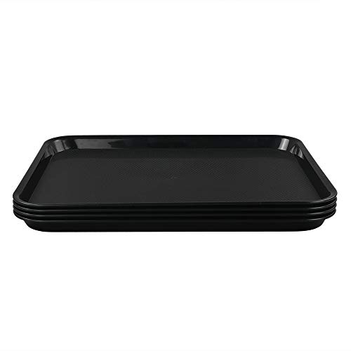 Nicesh 4-Pack Plastic Fast Food Serving Trays, Black, F