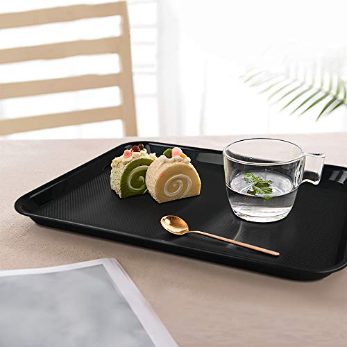 Nicesh 4-Pack Plastic Fast Food Serving Trays, Black, F