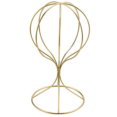 MyGift Modern Brass Electroplated Metal Hat Holder Stand, Decorative Tabletop Wig and Hat Display Stand, Set of 2 - Handcrafted in India