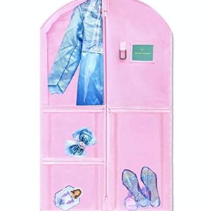 Waterproof Hanging Garment Bag 40 inch Clothes Bag with Gusset, 5 Pockets & Side Zip for Dance Costumes, Sports, Skating, Theatre, Beauty Pageants, Cheer & More by Kendall Country, Cotton Candy Pink