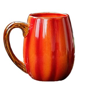 yinyuedao pumpkin cup ceramic coffee mugs and tea mug, halloween, thanksgiving, christmas, birthday and fall gifts for family or friend, gift box packaging / 12 ounce