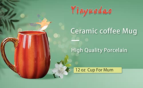 YINYUEDAO Pumpkin Cup Ceramic Coffee Mugs and Tea Mug, Halloween, Thanksgiving, Christmas, Birthday and Fall Gifts for Family or Friend, Gift Box Packaging / 12 OUNCE