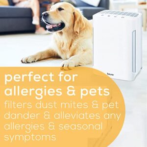 Beurer LR210 Air Purifier for Home, 3-Layer H13 True HEPA Filter System, 3 Fan Settings, Clean Ambient Air, Air Filter for Allergies & Pets, Cleaner with Sleep Mode & Timer