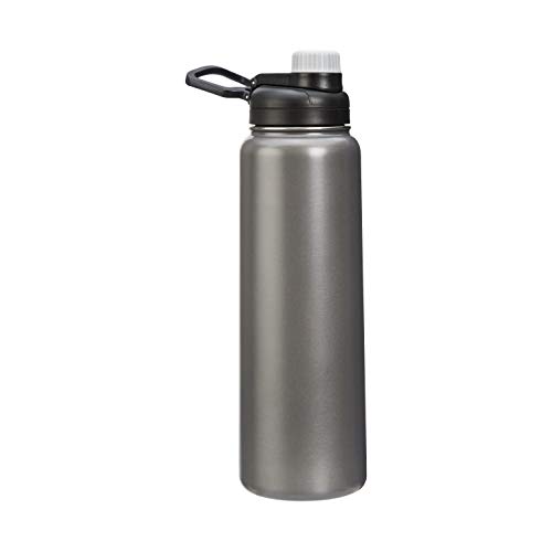 Amazon Basics Stainless Steel Insulated Water Bottle with Spout Lid – 30-Ounce, Grey