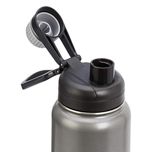 Amazon Basics Stainless Steel Insulated Water Bottle with Spout Lid – 30-Ounce, Grey