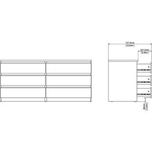 Tvilum Scottsdale 6 Drawer Double Dresser, White High Gloss