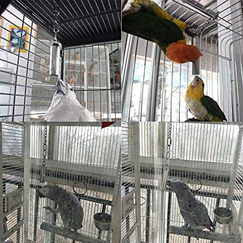 USQY Bird Toy Bell,Stainless Steel Bell Bird Toys,Stainless Steel Hanging Bell,Heavy Duty Bird Cage Toys for Parrots, African Greys, Mini Macaws, Small Cockatoos, Cockatiels & More (Small or Large)…