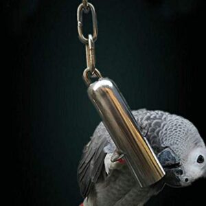 USQY Bird Toy Bell,Stainless Steel Bell Bird Toys,Stainless Steel Hanging Bell,Heavy Duty Bird Cage Toys for Parrots, African Greys, Mini Macaws, Small Cockatoos, Cockatiels & More (Small or Large)…