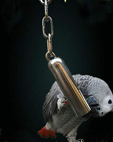 USQY Bird Toy Bell,Stainless Steel Bell Bird Toys,Stainless Steel Hanging Bell,Heavy Duty Bird Cage Toys for Parrots, African Greys, Mini Macaws, Small Cockatoos, Cockatiels & More (Small or Large)…