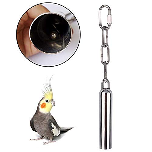 USQY Bird Toy Bell,Stainless Steel Bell Bird Toys,Stainless Steel Hanging Bell,Heavy Duty Bird Cage Toys for Parrots, African Greys, Mini Macaws, Small Cockatoos, Cockatiels & More (Small or Large)…