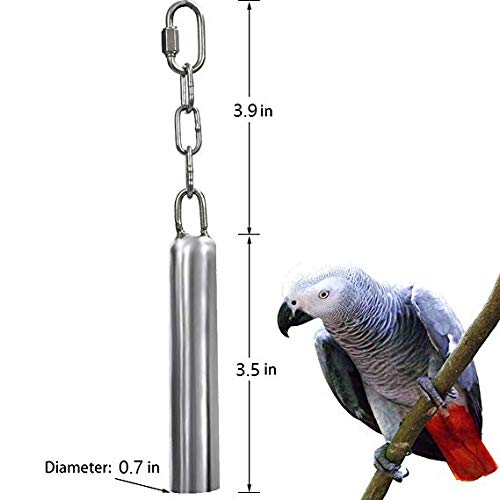 USQY Bird Toy Bell,Stainless Steel Bell Bird Toys,Stainless Steel Hanging Bell,Heavy Duty Bird Cage Toys for Parrots, African Greys, Mini Macaws, Small Cockatoos, Cockatiels & More (Small or Large)…