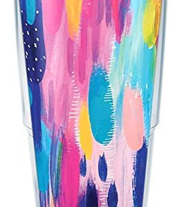 Tervis 1353331 Etta Vee - Cosmos Insulated Tumbler with Wrap and Royal Purple Lid, 24oz, Clear