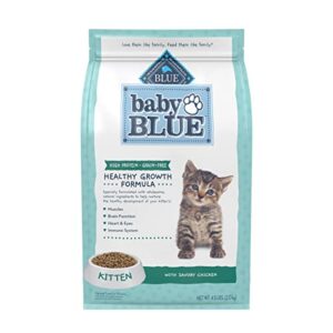 blue buffalo baby blue healthy growth formula grain free high protein, natural kitten dry cat food, chicken 4.5-lb