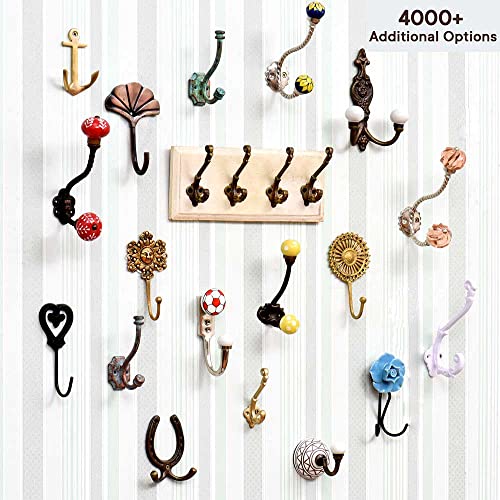 Swivel Wall Hooks- Iron and Ceramic Hooks- Foldable Coat Wall Hook - 3 Prong Wall Hooks- Unique Wall Hooks- Vintage Towel Hooks- Tri Arm Wall Hooks- Tri Antique Coat Hooks