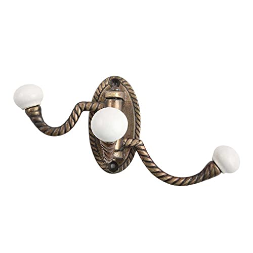 Swivel Wall Hooks- Iron and Ceramic Hooks- Foldable Coat Wall Hook - 3 Prong Wall Hooks- Unique Wall Hooks- Vintage Towel Hooks- Tri Arm Wall Hooks- Tri Antique Coat Hooks