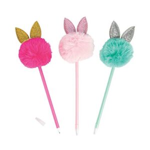 fun express easter pom pom bunny pen - stationery - 12 pieces