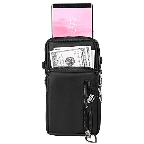 Women Roomy Pouch Small Crossbody Phone Bag Wrist Purse for Samsung Galaxy S22 Ultra S21 Ultra S22+ S20+ 5G S20 Ultra A02 A03s A03 A13 A53s A53 Moto G Stylus G Power BLU F91 G91 Max (Black)