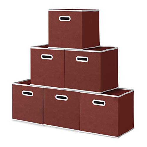 Rack Furniture   11" Fabric  Storage Bin (Pack of 6) (Garnet)