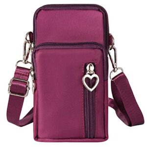 women roomy pouch small crossbody phone bag wrist purse for samsung galaxy s22 ultra s21 ultra s22+ s20+ 5g s20 ultra a02 a03s a03 a13 a53s a53 moto g stylus g power blu f91 g91 max (purple)