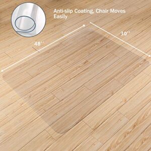 Seteol Home Office Chair Mat for Hardwood Floor, 30'' x 48'' Clear Floor Mat for Rolling Chairs, Floor Protector Thick Durable Chair Mat Chairmats (30" X 48" Rectangle)