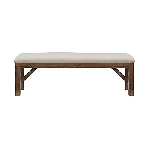 Powell Furniture Linon Turino Wood Dining Bench in Rustic Umber Brown