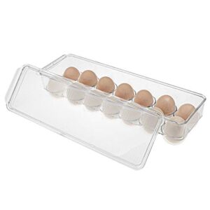 Hedume Set of 4 Refrigerator Egg Storage Bin with Handle and Lid, BPA Free Polyethylene, Stackable Refrigerator Egg Storage Bin for Fridge, Freezer, Pantry Organization, Kitchen-14X4 Eggs(56 Eggs)