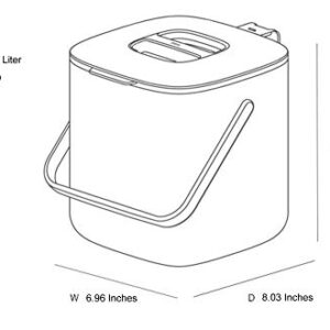 Litem Food Waste Basket Bin – a countertop Bucket with Extra Long Handles for Your conveniences 0.68 Gallons (2.6L) (Dark Gray)