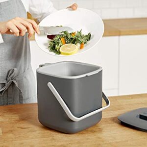 Litem Food Waste Basket Bin – a countertop Bucket with Extra Long Handles for Your conveniences 0.68 Gallons (2.6L) (Dark Gray)