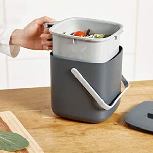 Litem Food Waste Basket Bin – a countertop Bucket with Extra Long Handles for Your conveniences 0.68 Gallons (2.6L) (Dark Gray)