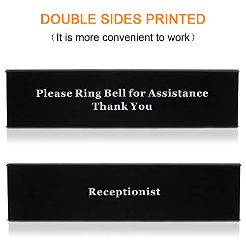 Boao Desk Service Dinner Bell Metal Construction Call Bell and Double Side No Receptionist Sign Please Ring Bell Sign for Service Assistance for Hotel School Restaurant Reception Area (sliver Bell)