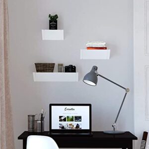 Fytz Design 3-Piece Set of Modern White Floating Shelves - Perfect for Living Room, Bedroom, Bathroom, Kitchen, and Office - M