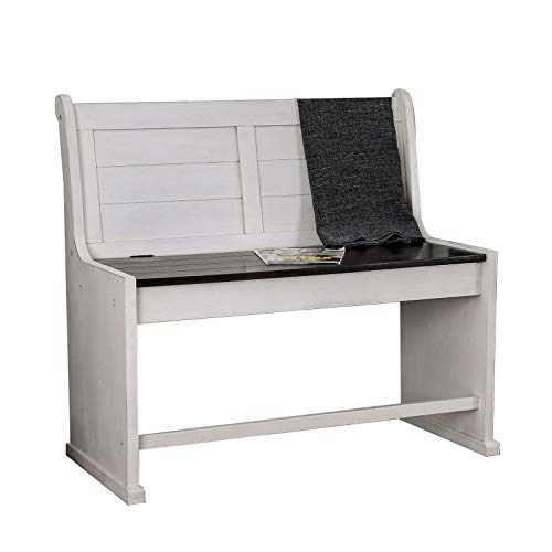 Benjara Wooden Counter Height Loveseat with Lift Top Seat, Black and White