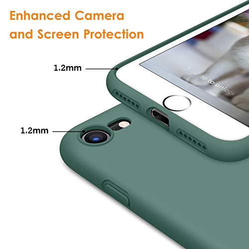 DTTO for iPhone SE Case 2020/2022, iPhone 7 8 Silicone Phone Case, [Romance Series] Shockproof Phone Case with Honeycomb Grid Cushion for Apple iPhone 7/8/SE 2020/2022, 4.7 inch, Midnight Green