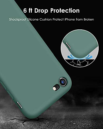 DTTO for iPhone SE Case 2020/2022, iPhone 7 8 Silicone Phone Case, [Romance Series] Shockproof Phone Case with Honeycomb Grid Cushion for Apple iPhone 7/8/SE 2020/2022, 4.7 inch, Midnight Green