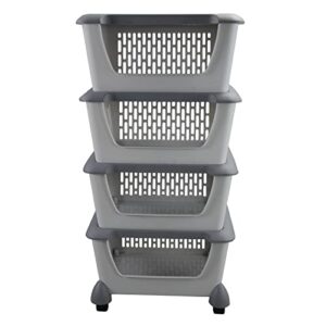 obstnny 4 pack stacking storage bins, multipurpose large plastic baskets