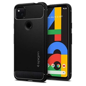 spigen rugged armor designed for google pixel 4a case (2020) [not compatible with pixel 4a 5g] - matte black