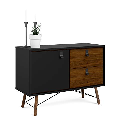 Tvilum 1 Door, 2 Drawer Sideboard, Black Matte/Walnut