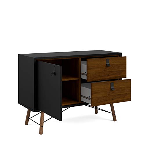 Tvilum 1 Door, 2 Drawer Sideboard, Black Matte/Walnut