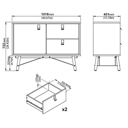 Tvilum 1 Door, 2 Drawer Sideboard, Black Matte/Walnut