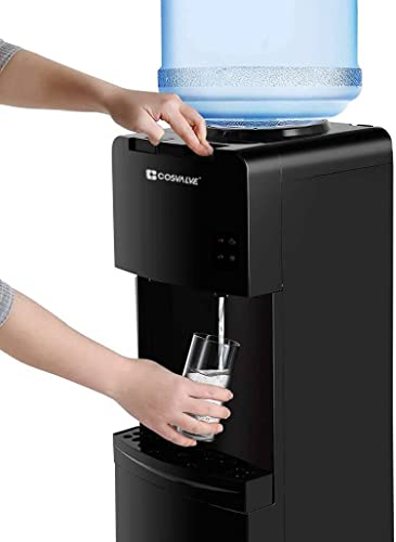 Water Coolers 5 Gallon Top Load,Hot/Cold Water Cooler Dispenser, Innovative Slim Design Energy Saving Freestanding with Child Safety Lock for Home or Office Black