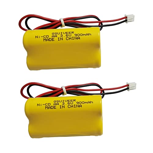 GSUIVEER 3.6V 900mAh Ni-Cd Exit Sign Emergency Light Battery Pack Compatible Unitech 6200RP Lowes OSA230 Lowes 253799 Unitech LEDR-1 (2 Pack)