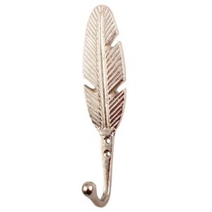 indianshelf coat and key hanger | silver vintage coat hook | iron towel hooks for bathroom | feather single hooks for hanging coats | decorative wall hooks for hanging [15.24 cm]