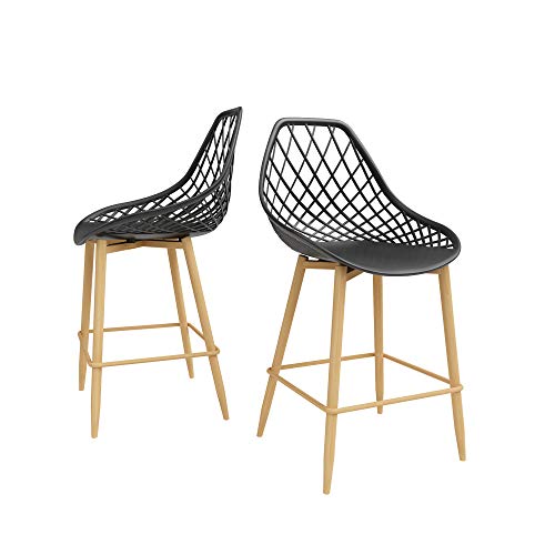 Jamesdar Camber Counter Chair (Set of 2), Black/Natural