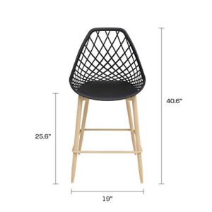 Jamesdar Camber Counter Chair (Set of 2), Black/Natural