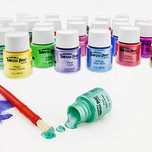 U.S. Art Supply 32 Color Children's Washable Tempera Paint Set - 2 Ounce Wide Mouth Bottles for Arts, Crafts and Posters