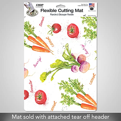 Cut N' Funnel Veggie Splash Designer Flexible Plastic Cutting Board Mat, 15" x 11.5", Made in the USA, Decorative, Flexible, Easy to Clean