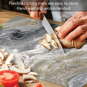 Cut N' Funnel Quartz, Designer Flexible Cutting Board Mat, 15" x 11.5", Made in the USA, Decorative, Flexible, Easy to Clean