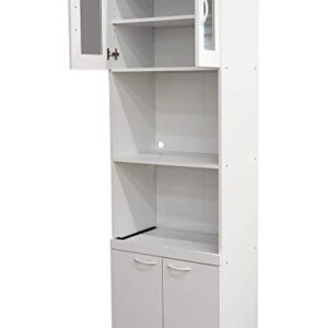 Kings Brand Furniture Danbury Tall Kitchen Pantry, Microwave Storage Cabinet, White, 23" W x 15" D x 70" H